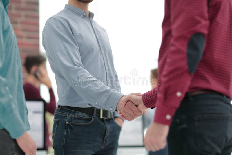 Two Men Shaking Hand in the Office. Stock Image - Image of hands ...