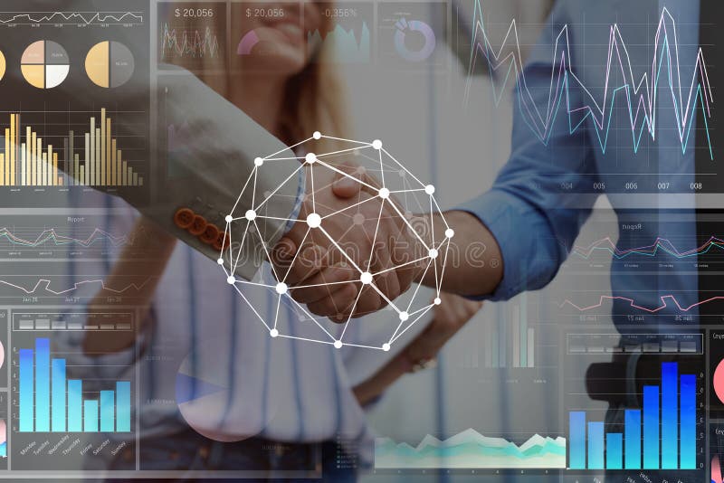 Business People Shaking Hands and Network Connection Lines. Modern ...