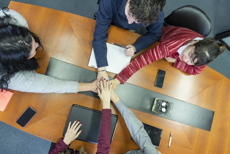 Business People Showing Team Work and Giving Five in Office. Stock ...
