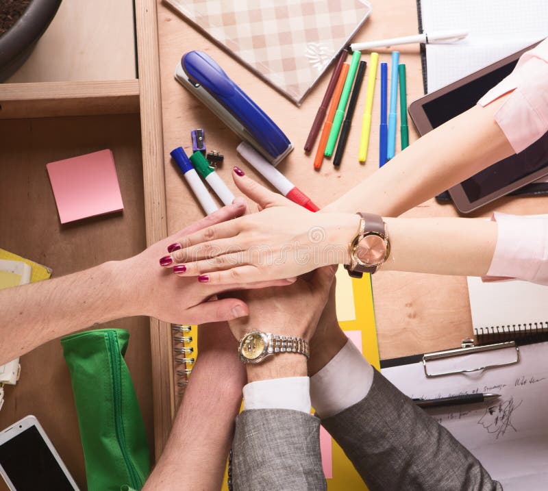 Business People Showing Teamwork in Office Stock Image - Image of ...