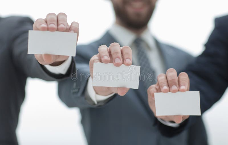Business People Showing Their Business Cards Stock Image - Image of ...