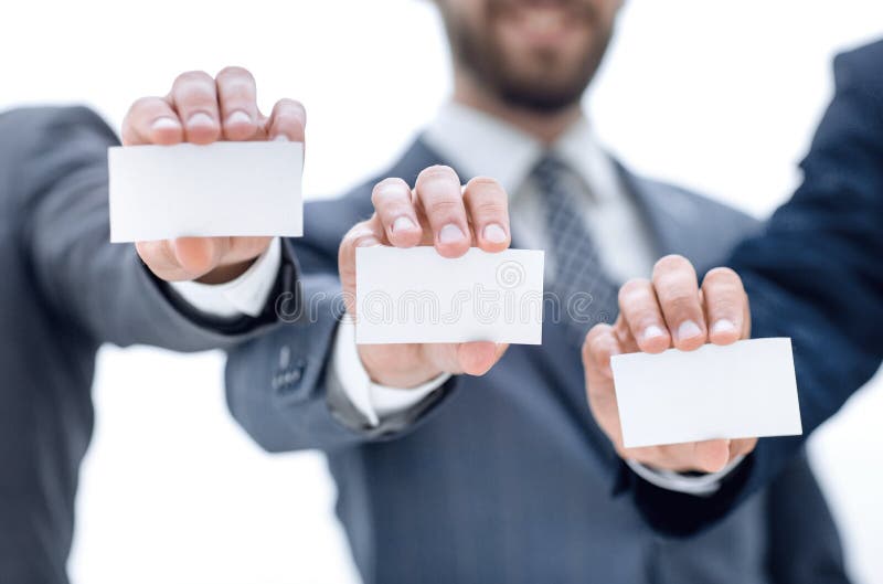 Business People Showing Their Business Cards Stock Photo - Image of ...