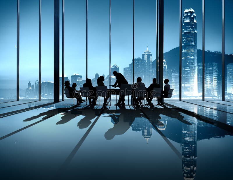 Business People Silhouette Conference Brainstorming Teamwork Stock ...