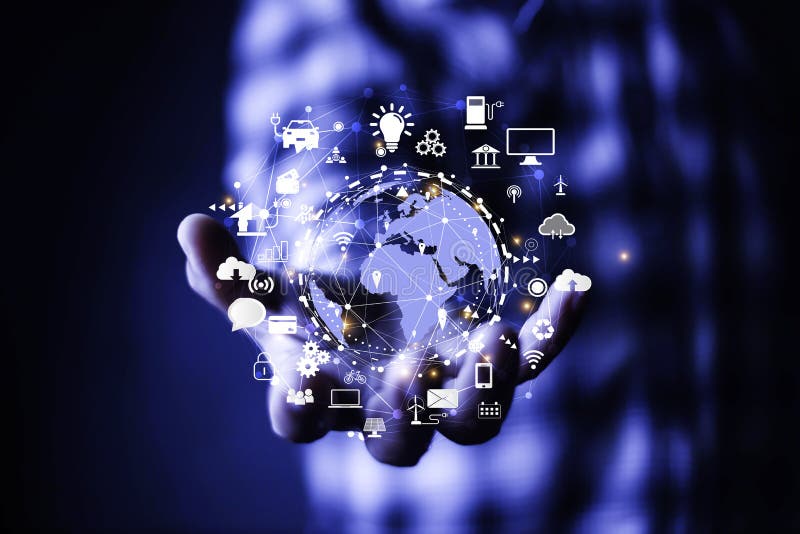 Business People Sit and Work on Information Technology Networks ...