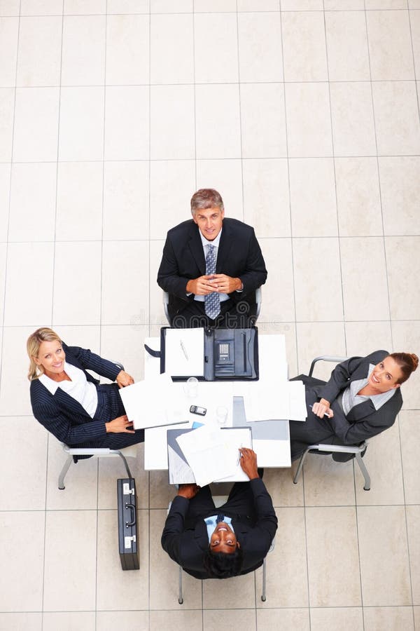 Business People Sitting on Chair and Looking Up Stock Photo - Image of ...