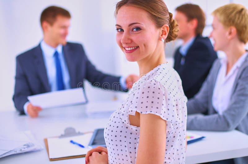 Business People Sitting and Discussing at Business Meeting, in Office ...