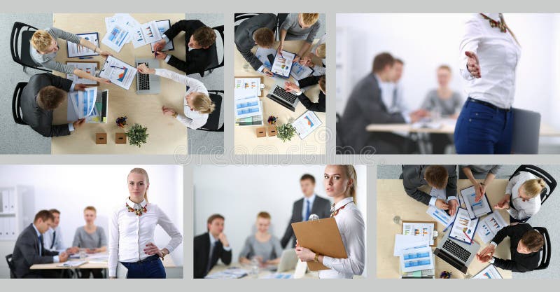 Business People Sitting and Discussing at Business Meeting, in Office ...