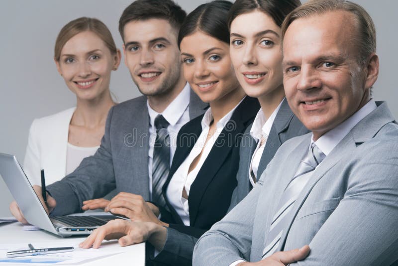 Business People Sitting in a Row Stock Photo - Image of occupation ...