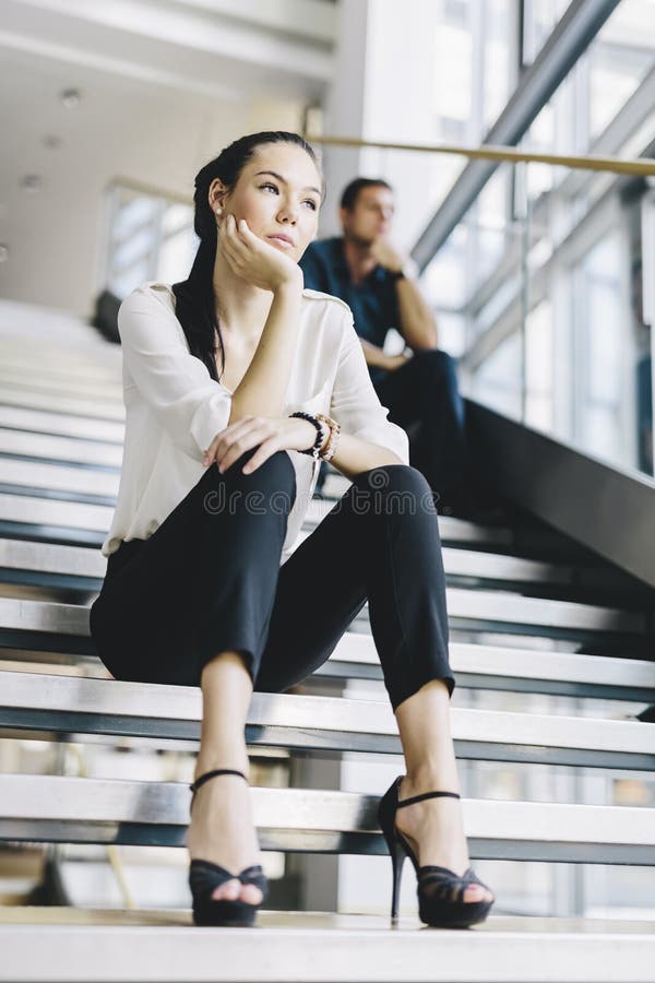 Business People Sitting on Stairs Stock Photo - Image of beautiful ...