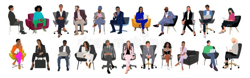 Business People Sitting Vector Isolated on White. Stock Vector ... Business People Sitting Vector Isolated on White. Stock Vector ...
