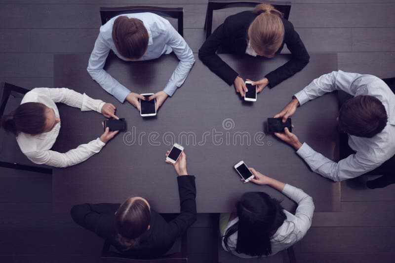 Business People with Smartphones Stock Photo - Image of office, meeting ...