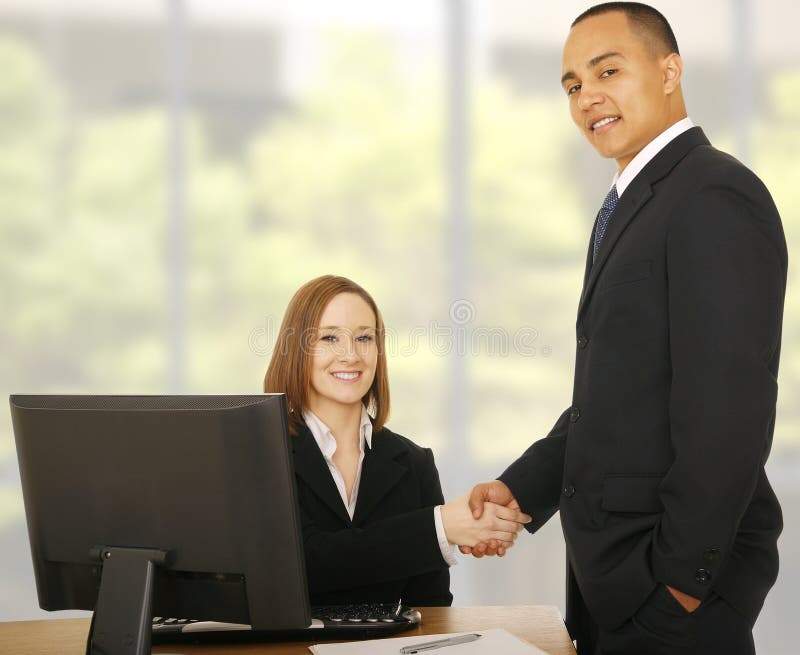 Business People Smile at Camera while Shaking Hand Stock Image - Image ...