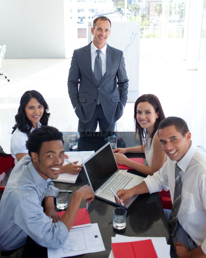 Business People Smiling in a Meeting Stock Image - Image of caucasian ...
