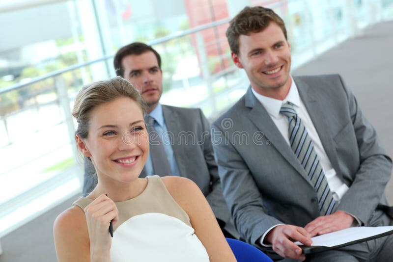 Business People Smiling in Reunion Stock Image - Image of formal ...