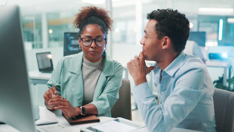 Business People, Software Developer and Meeting with Computer for UX ...