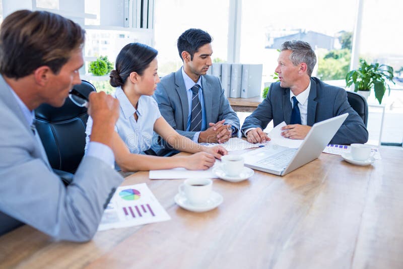 Business People Speaking Together during Meeting Stock Image - Image of ...