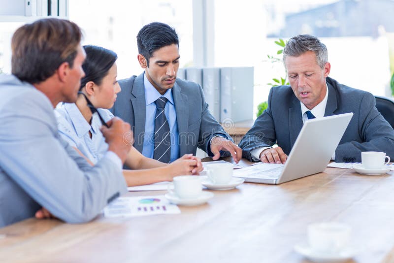 Business People Speaking Together during Meeting Stock Image - Image of ...