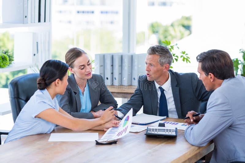 Business People Speaking Together during Meeting Stock Image - Image of ...