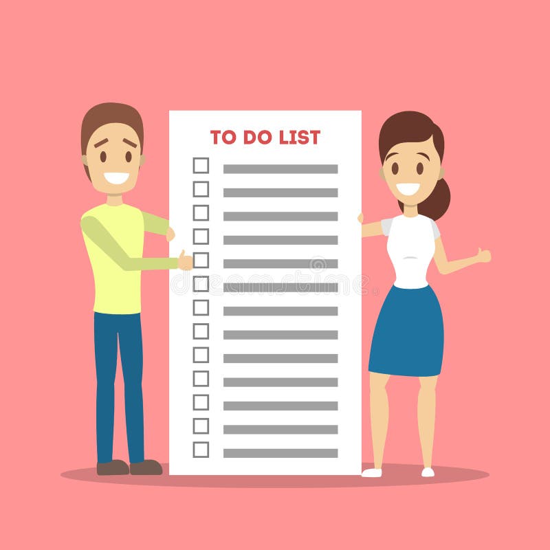 Business People Stand at Long To Do List Stock Vector - Illustration of ...