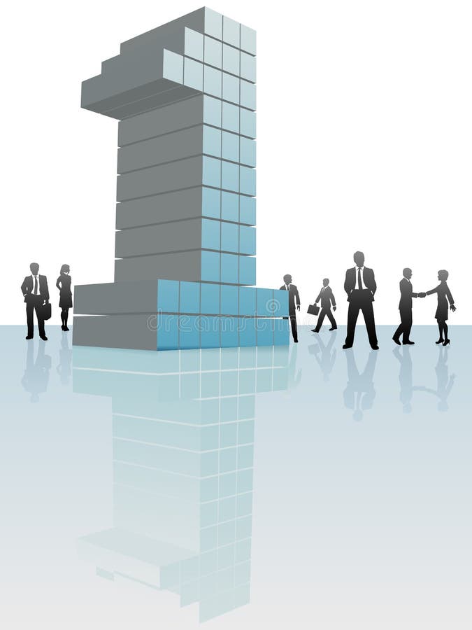 Business People Stand by Number One Company Stock Vector - Illustration ...