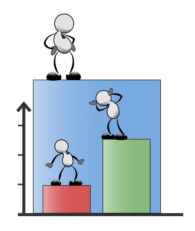 Business People Standing on Bar Chart Stock Illustration - Illustration ...