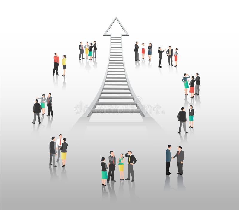 Business People Standing with Ladder Arrow Stock Illustration ...