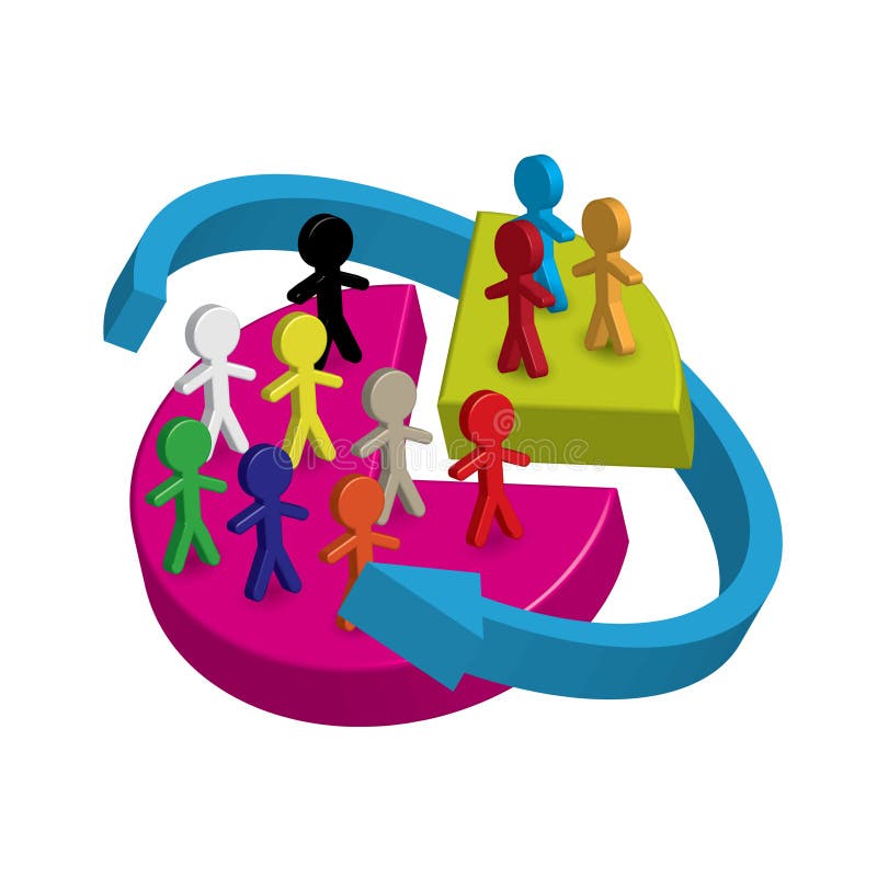 Business People Standing on a Large Circular Graph Stock Vector ...