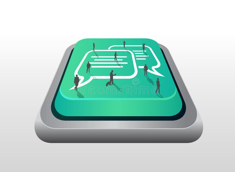 Business People Standing on Speech Bubble Button Stock Vector ...