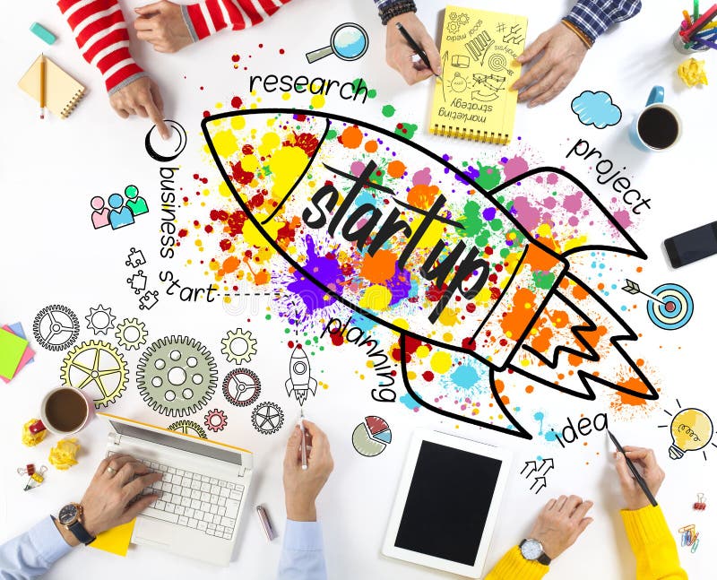 Business People with Startup Rocket Stock Image - Image of angle ...