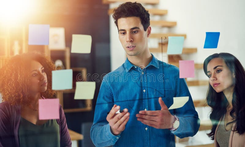 Business People, Sticky Notes and Graphs Meeting in Office, Internship ...