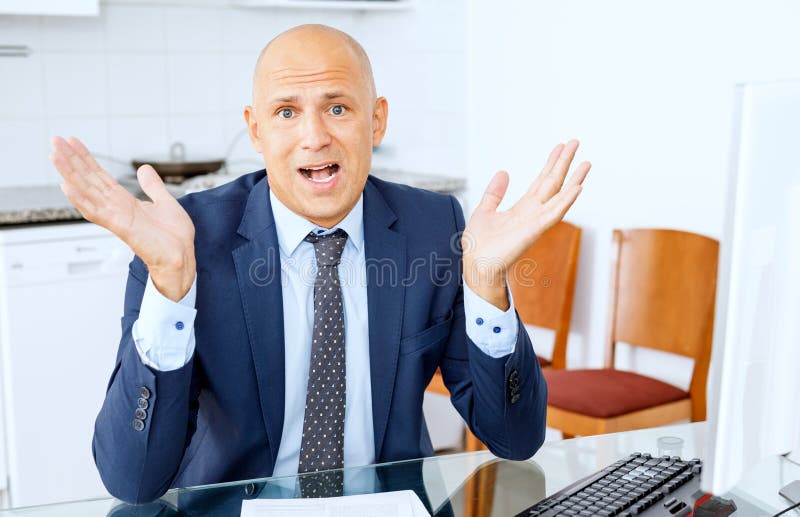 Business, People, Stress, Fail Angry Businessman with Computer in ...