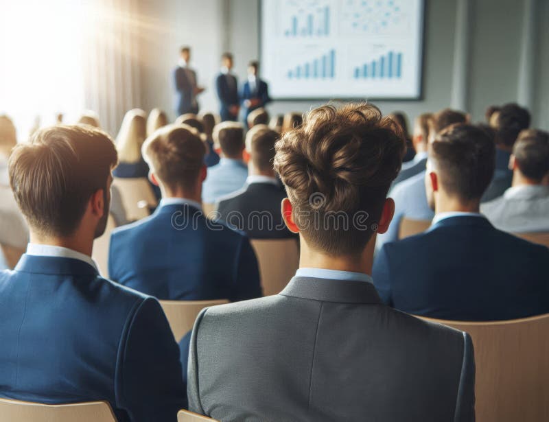 Business People or Students from the Back are Watching a Presentation ...
