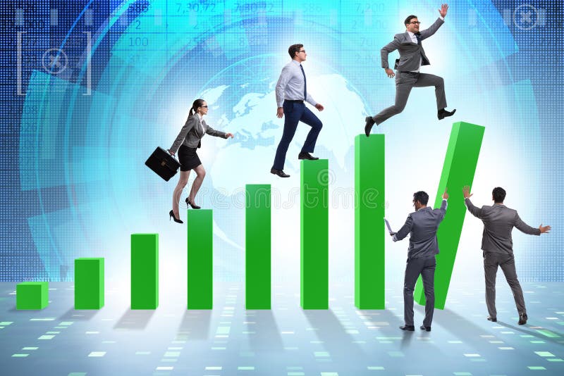 Business People Supporting Economic Growth on Chart Stock Image - Image ...