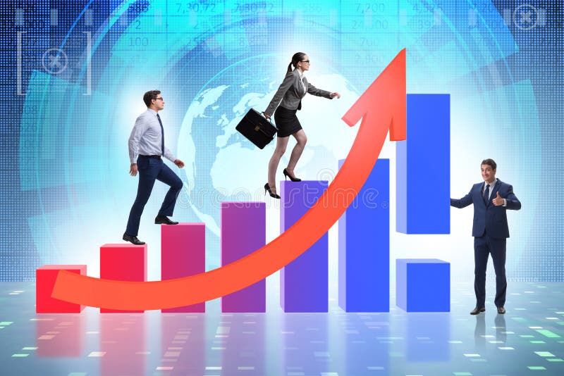 Business People Supporting Economic Growth on Chart Stock Image - Image ...