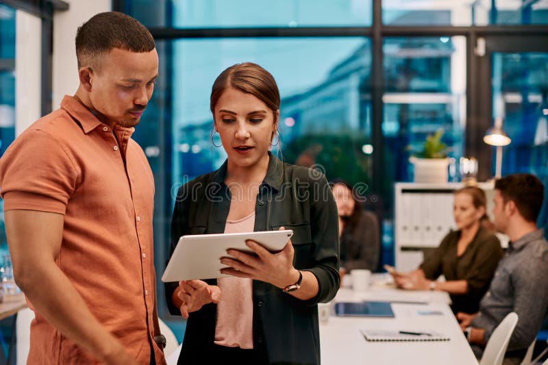 Business People, Tablet and Working in Office for Teamwork, Discussion ...
