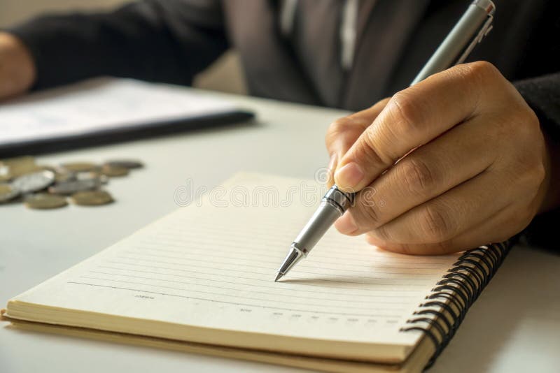 Business People Take Notes of Income. Stock Image - Image of desk ...