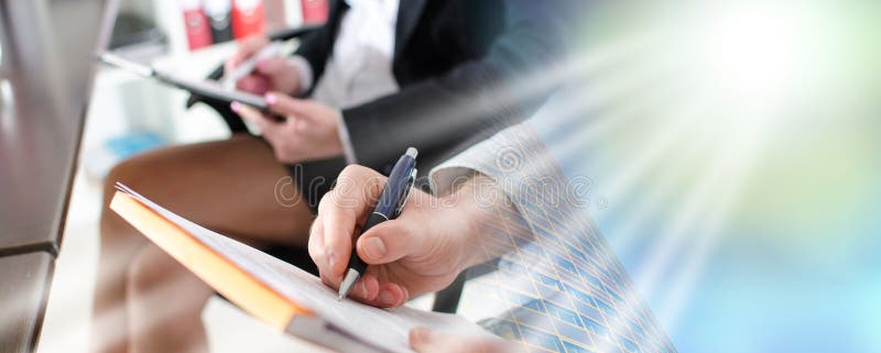 Business People Taking Notes; Multiple Exposure Stock Photo - Image of ...