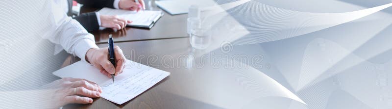 Business People Taking Notes; Panoramic Banner Stock Photo - Image of ...