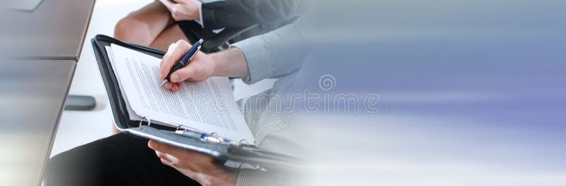 Business People Taking Notes; Panoramic Banner Stock Photo - Image of ...