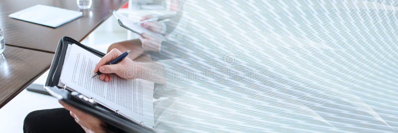 Business People Taking Notes; Panoramic Banner Stock Photo - Image of ...