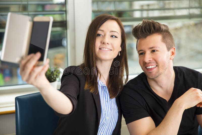 Business People Taking Selfie on Smart Phone Stock Photo - Image of ...