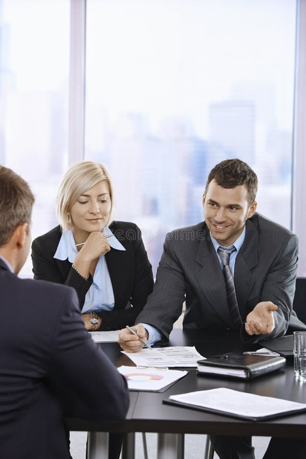Business People Talking at Meeting Stock Photo - Image of female ...