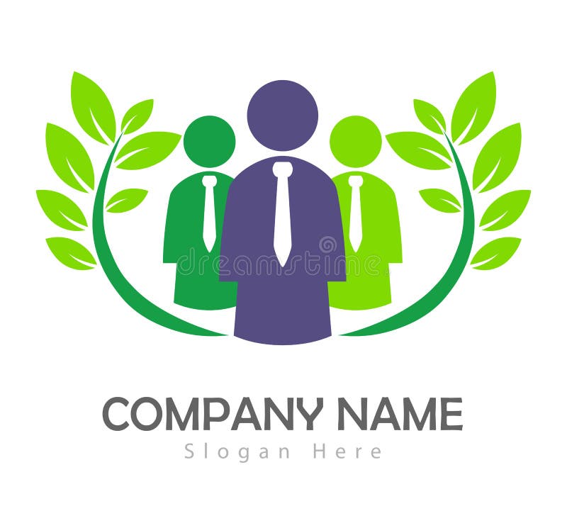 Business People Green Leaf Vector Logo. Stock Vector - Illustration of ...