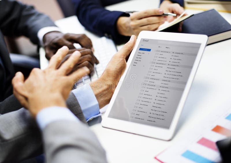 Business People Team Meeting Discussion Email Connection Concept Stock ...