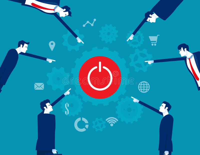 Business People Team Partner are Pointing the Power Button Stock Vector ...