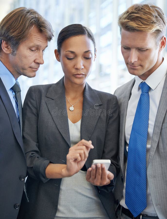 Business People, Teamwork and Cellphone with Conversation ...