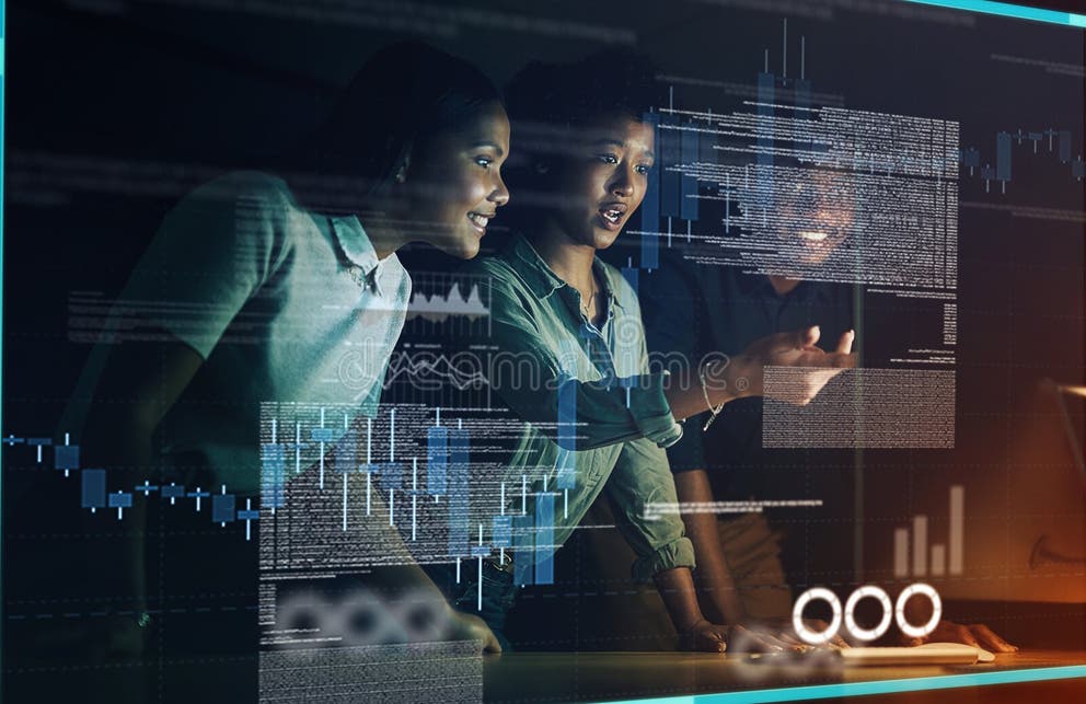 Business People, Teamwork and Data Overlay with Statistics Analytics or ...