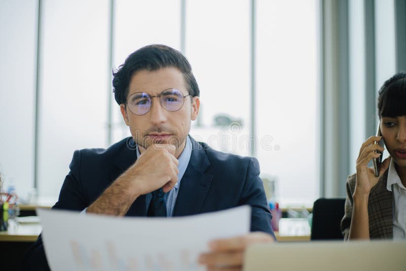 Business People Thinking and Worry about the Project Stock Photo ...