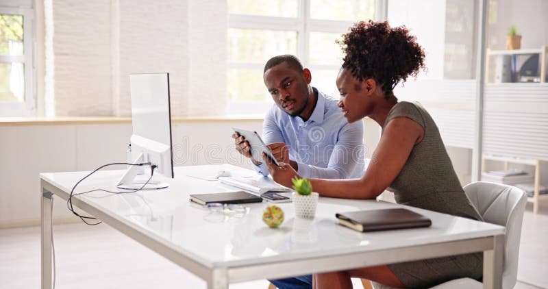 Business People Training on Computer. Young Woman Stock Image - Image ...