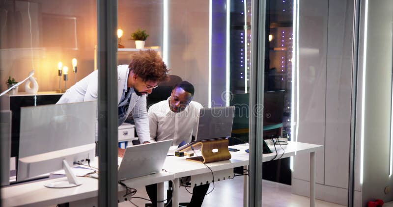 Business People Training on Computer. Young Workers Stock Image - Image ...